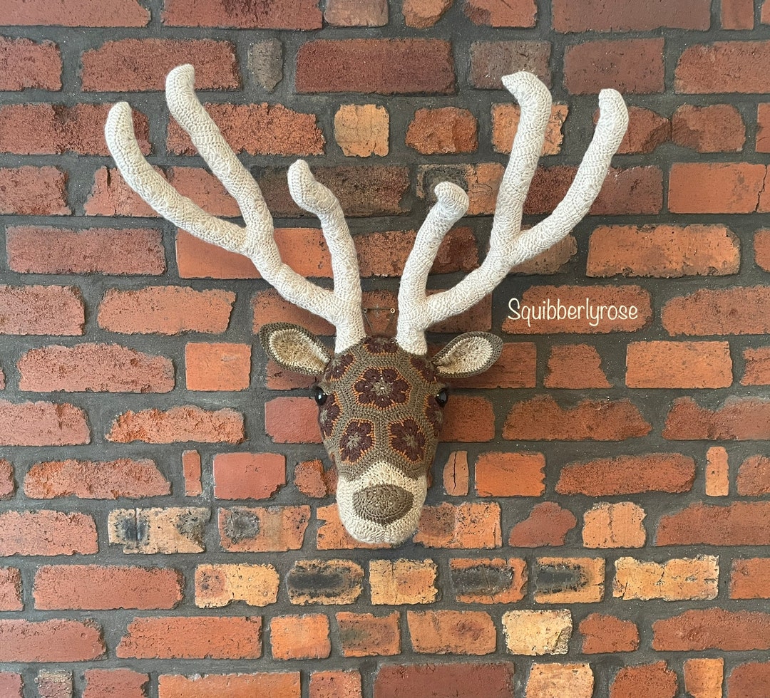 Crochet Stevie the Stag Deer Head Pattern: African Flower Faux ...