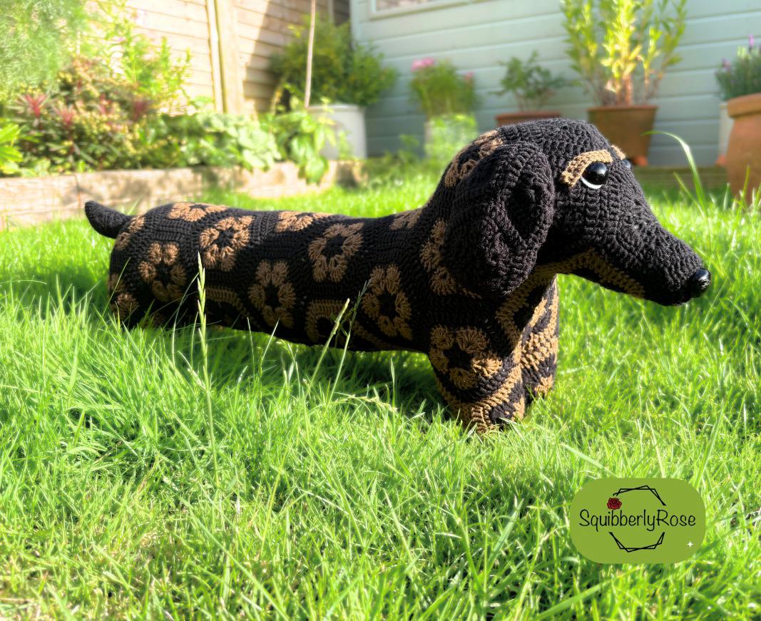 Desmond the African Flower Dachshund Dog Crochet Pattern, DIGITAL ...