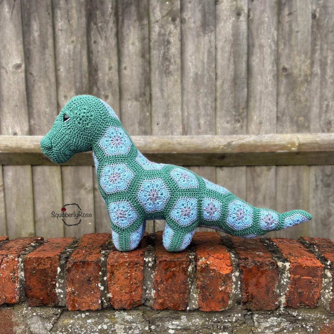 Bryan the African Flower Brontosaurus Dinosaur Crochet Pattern, DIGITAL ...