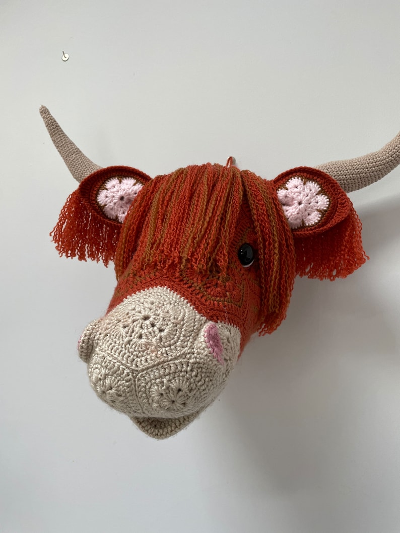 Crochet Heather the Highland Cow Trophy Head Pattern: African Flower ...