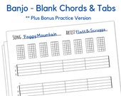 Banjo Blank Tabs and Chords Instant Printable Download - Etsy