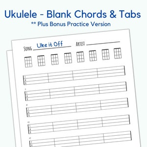 Ukulele Blank Tabs & Chords Chart (instant Download) Blank Sheet Music ...