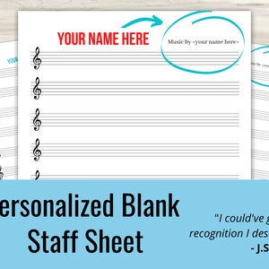 Personalized Music Sheet, Blank Sheet Music, Staff Paper (instant ...