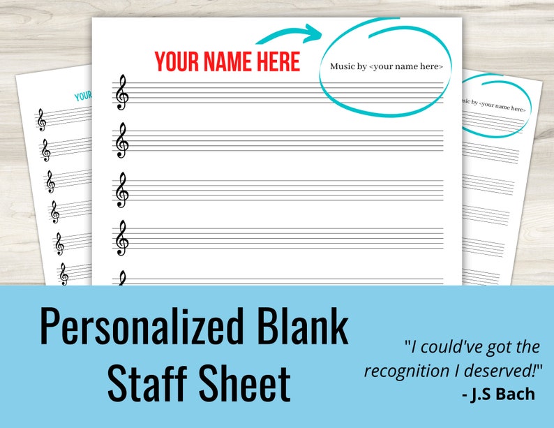 Personalized Music Sheet, Blank Sheet Music, Staff Paper (instant ...