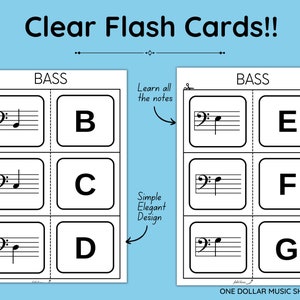 Printable Music Note Flash Cards Bass Clef Printable Flashcards ...