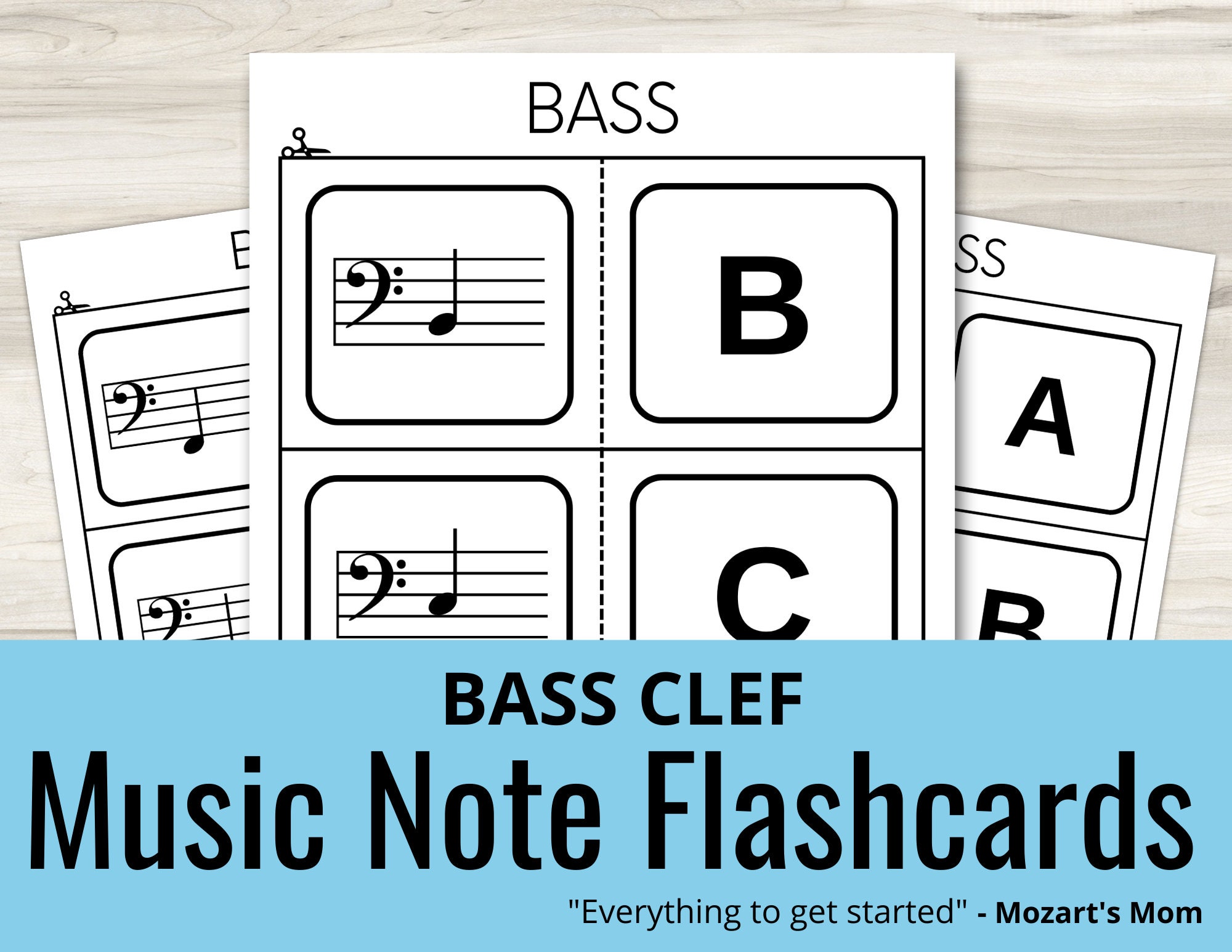 Printable Music Note Flash Cards Bass Clef Printable Flashcards ...