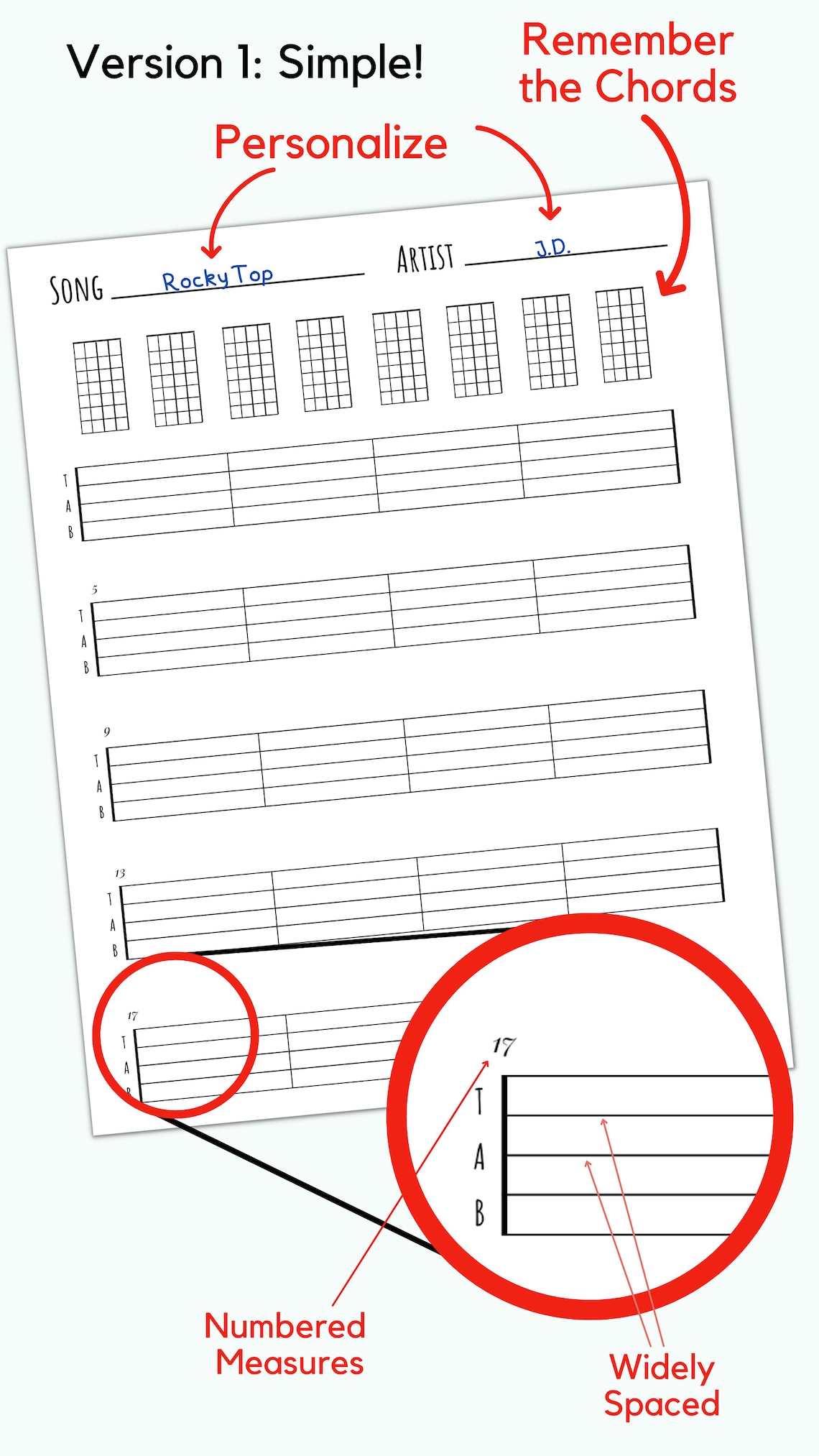 Banjo Blank Tabs and Chords Instant Printable Download instant Download ...
