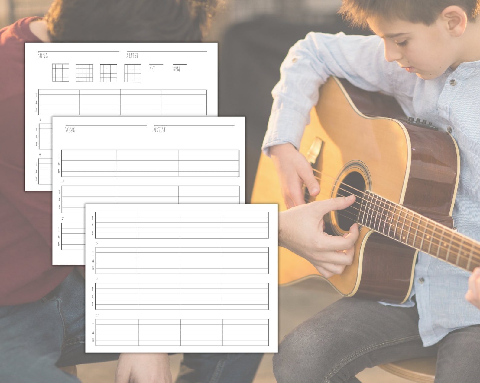 Guitar Blank Tabs & Chords Chart Landscape instant Download - Etsy Canada