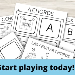 Guitar Chord Flash Cards Printable at Home Music Quiz Test Index Card ...