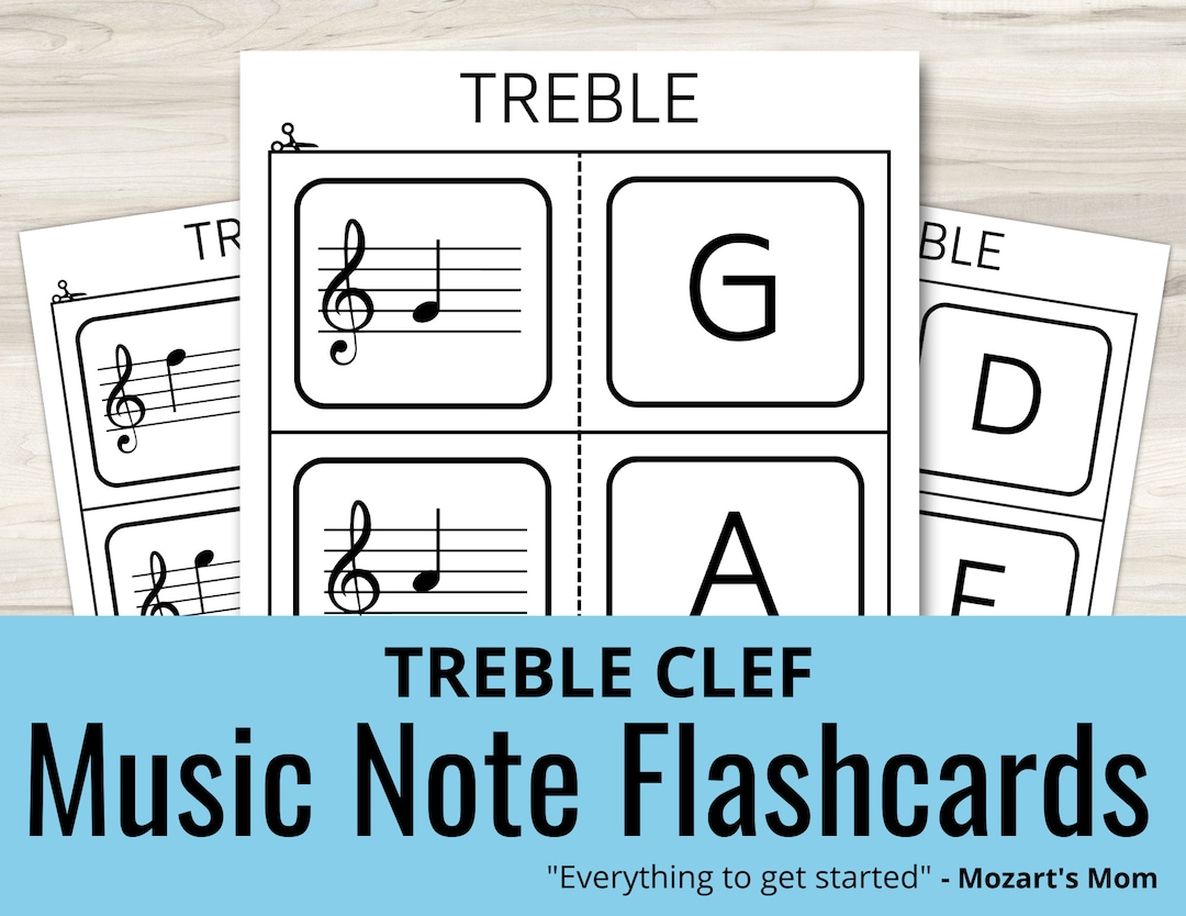Treble Clef Music Note Flash Cards Printable at Home Flashcards for ...
