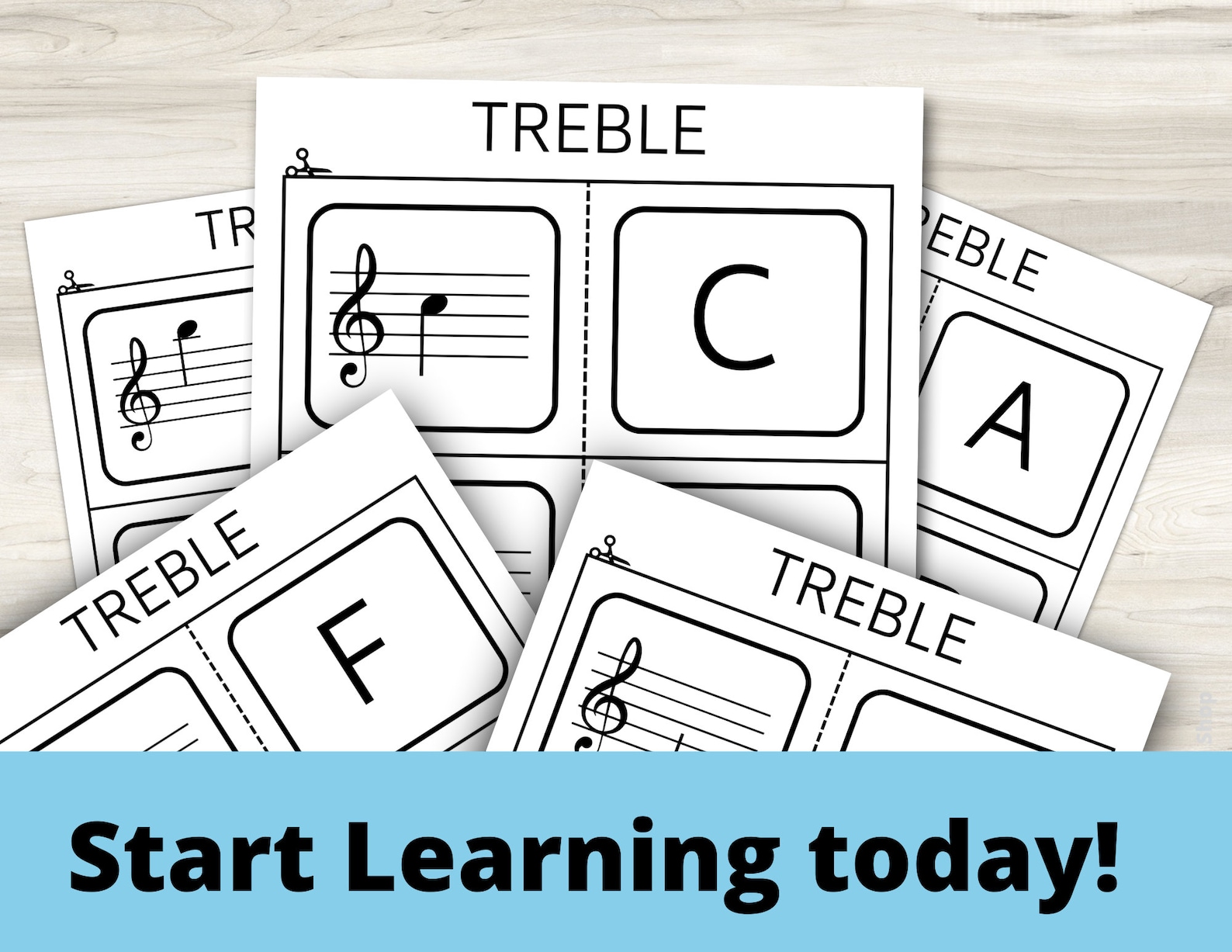 Treble Clef Music Note Flash Cards Printable at Home Flashcards for ...