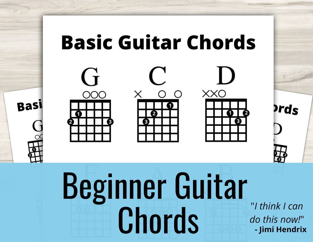 Beginner Guitar, Basic Chords Sheet (instant Download) Learn to Play ...