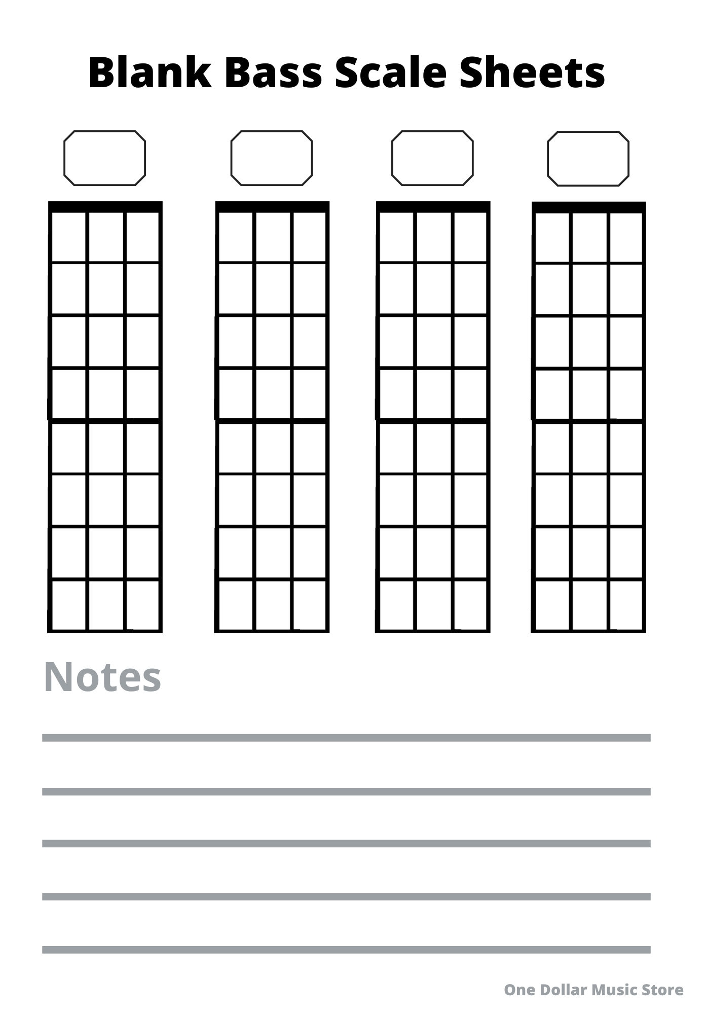 Blank Bass Guitar Scale Sheets (instant Download) Bassist Sheet ...
