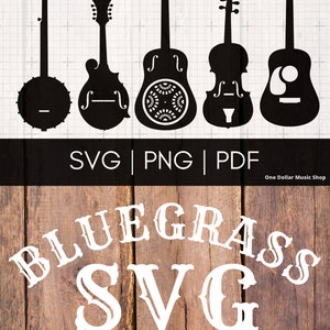 Bluegrass Instruments SVG PDF PNG Bundle Cricut Sublimation Silhouette ...