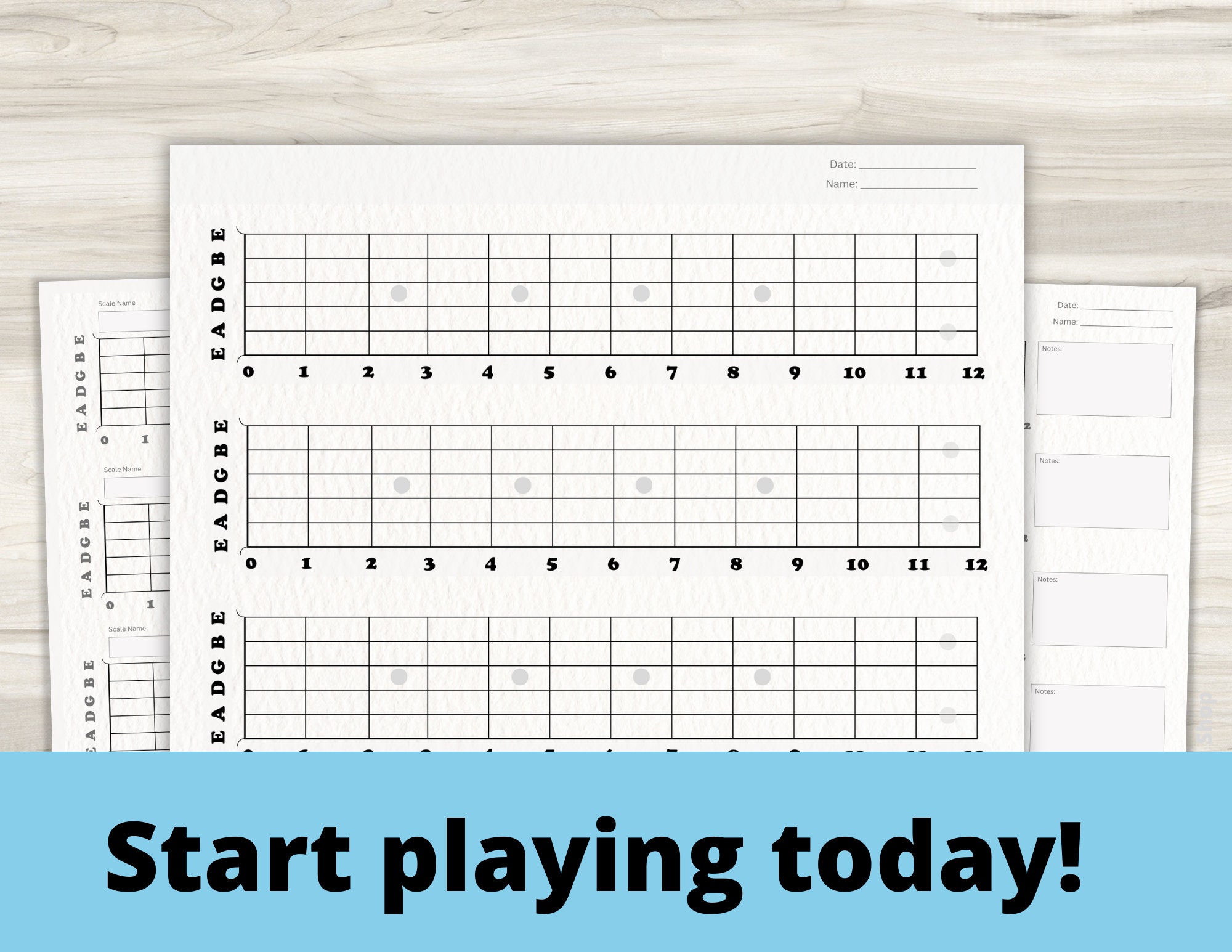 Blank Guitar Fretboard Worksheet