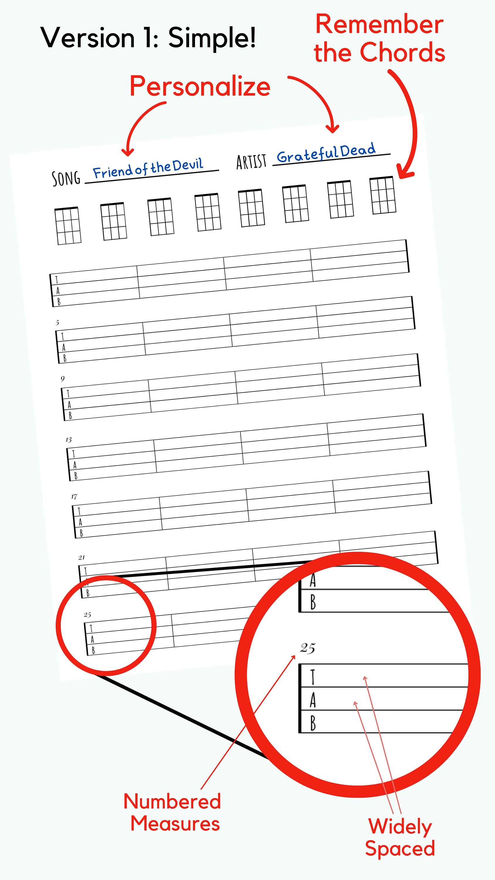 Mandolin Tabs & Chords Chart: Blank Sheet Music (printable PDF) - Etsy