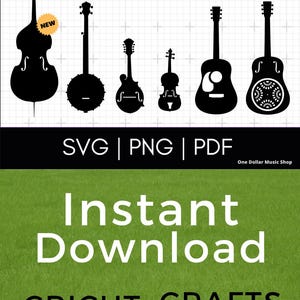 Bluegrass Instruments SVG PDF PNG Bundle Cricut Sublimation Silhouette ...