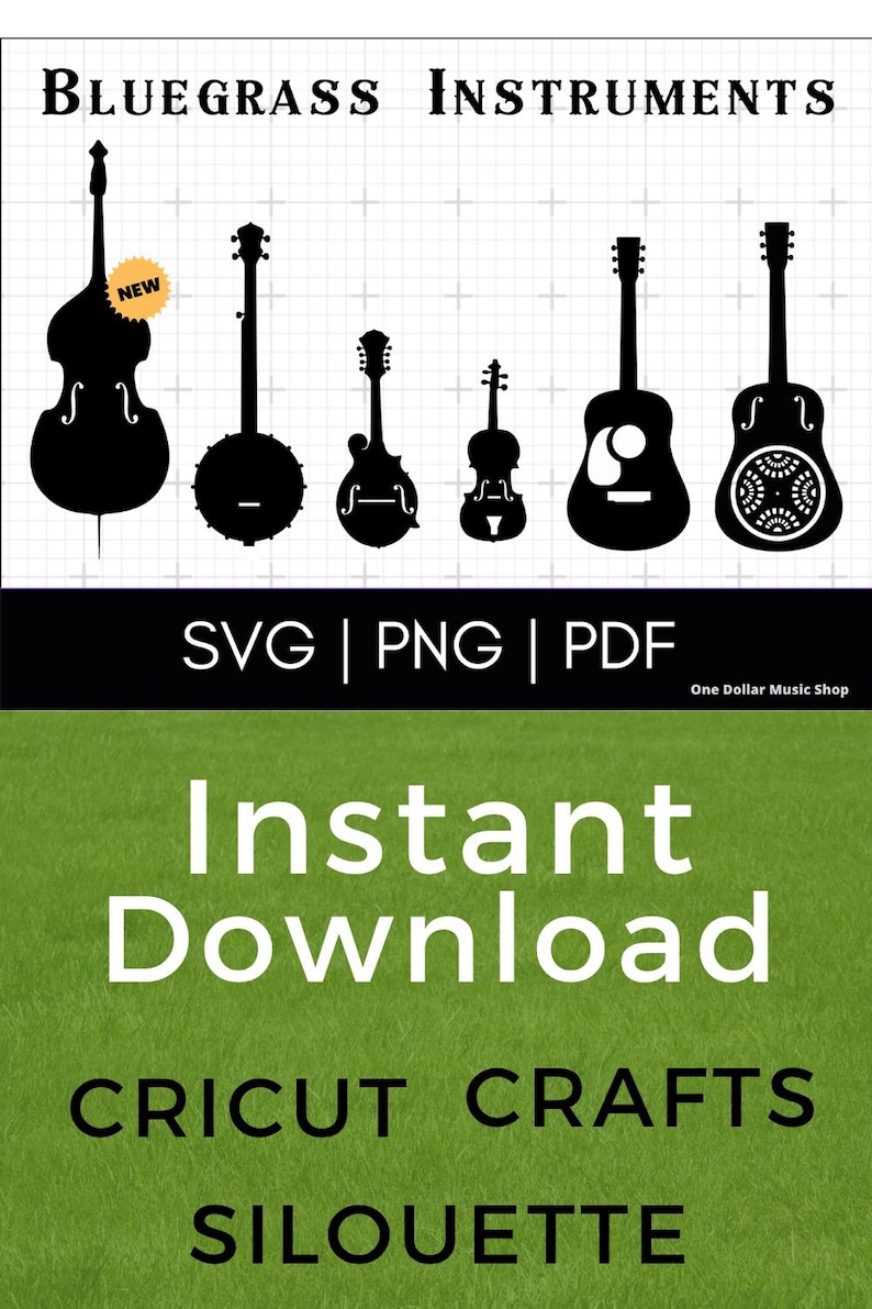 Bluegrass Instruments SVG PDF PNG Bundle Cricut Sublimation Silhouette ...