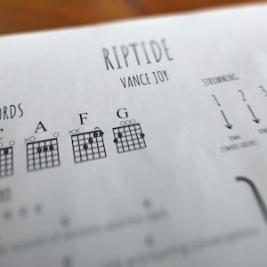 Riptide Easy Guitar Song Vance Joy Guitar Chords Instant Download Tune ...