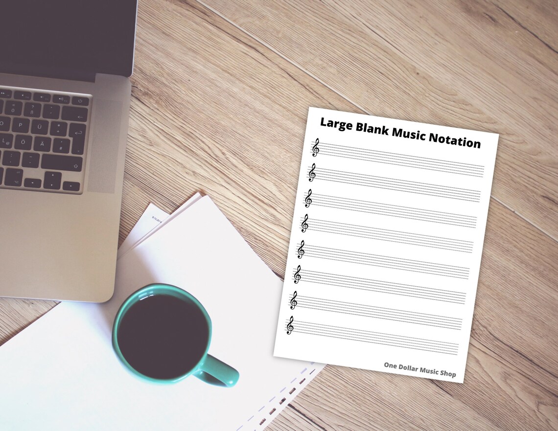 Big Blank Music Notation Sheet, Printable Staff Paper (instant Download ...