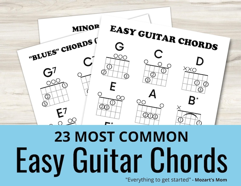 Printable Beginner Guitar Chords Chart Learn How to Play Sheet Music ...