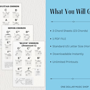 Printable Beginner Guitar Chords Chart Learn How to Play Sheet Music ...