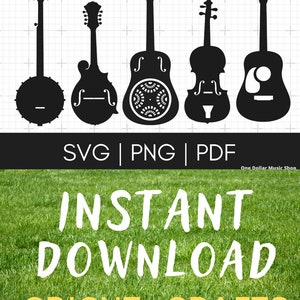 Bluegrass Instruments SVG PDF PNG Bundle Cricut Sublimation Silhouette ...