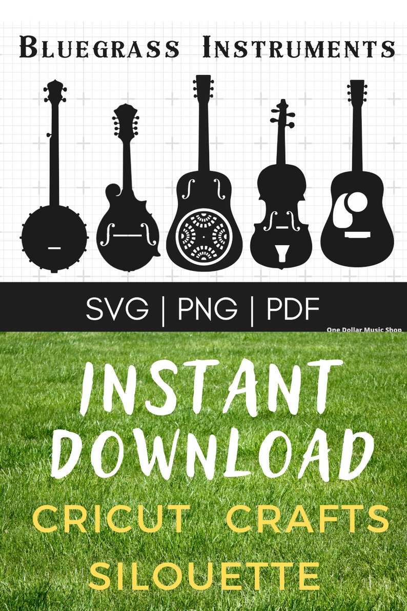 Bluegrass Instruments SVG PDF PNG Bundle Cricut Sublimation - Etsy