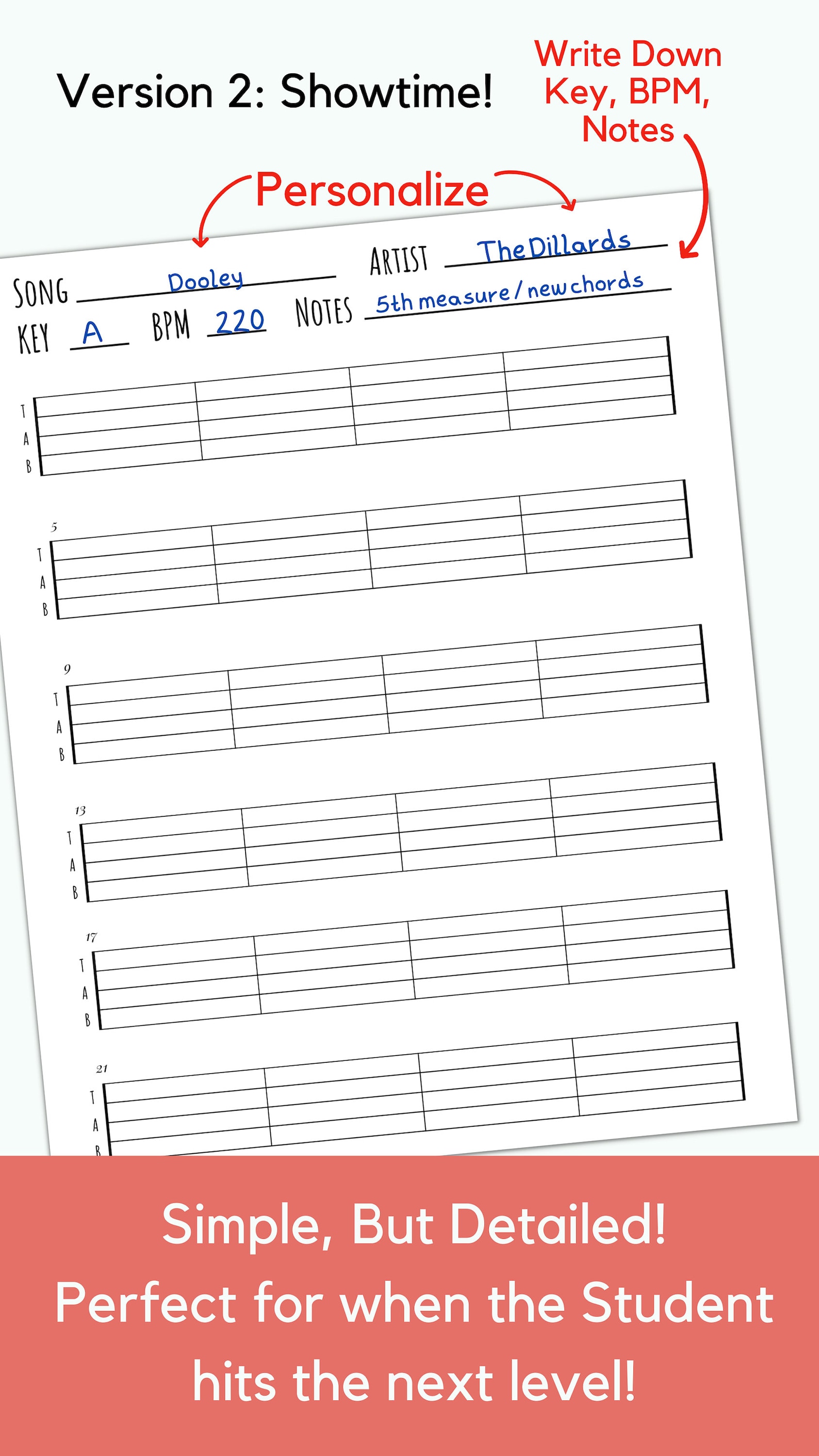Banjo Blank Tabs and Chords Instant Printable Download (instant ...