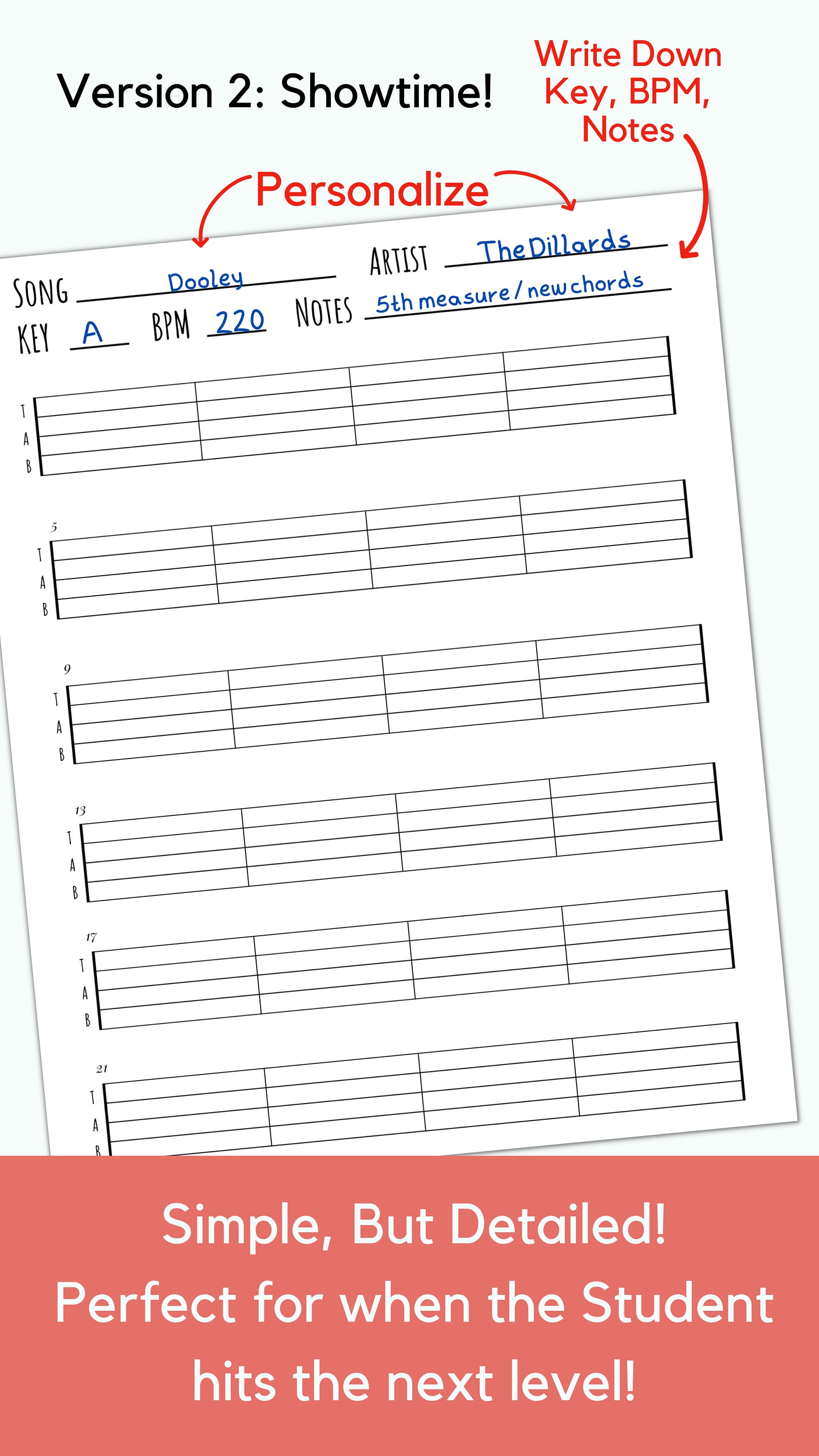 Banjo Blank Tabs and Chords Instant Printable Download (instant ...