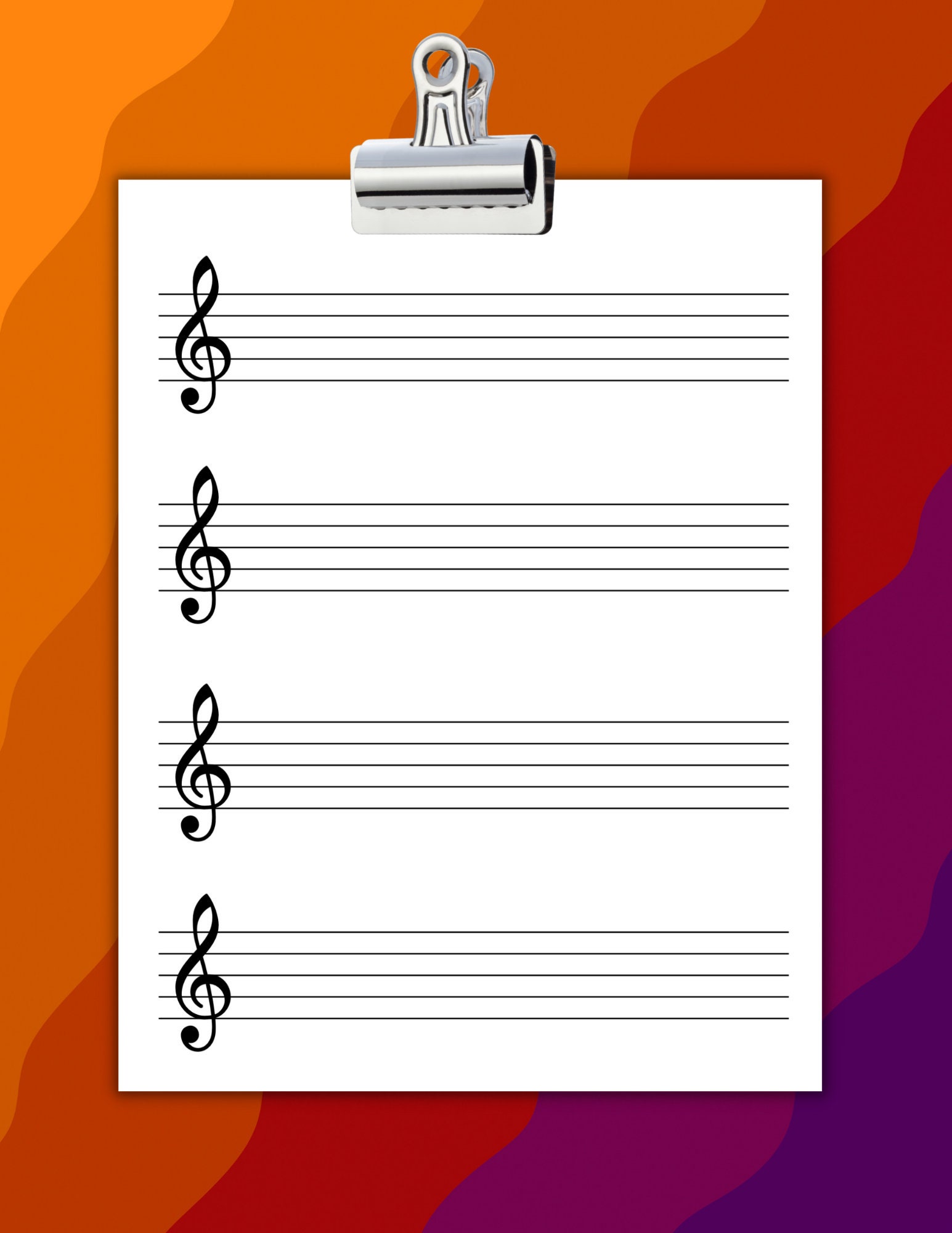 Very Large Music Notation Sheet, Printable Staff Paper Sight Vision ...