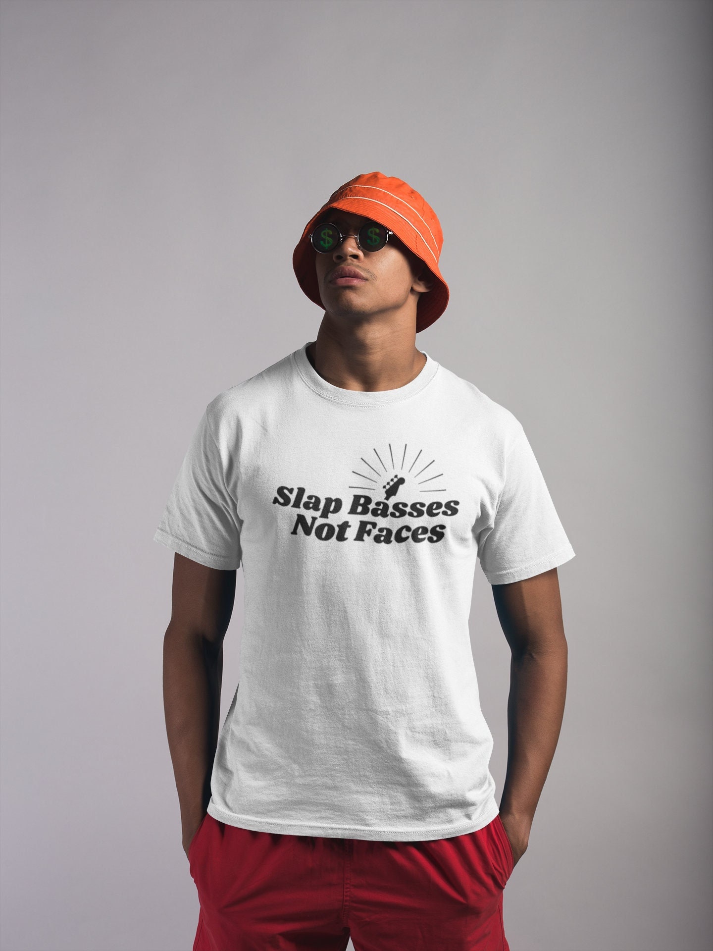 Slap Basses Not Faces Funny Bass Guitar Tee Men's Heavyweight T-shirt ...