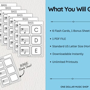 Bass Clef Music Note Flash Cards Printable at Home Flashcards for ...