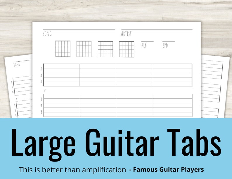 Guitar Blank Tabs & Chords Chart (instant Download) Blank Sheet Music ...