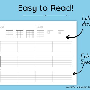 Guitar Blank Tabs & Chords Chart (instant Download) Blank Sheet Music ...