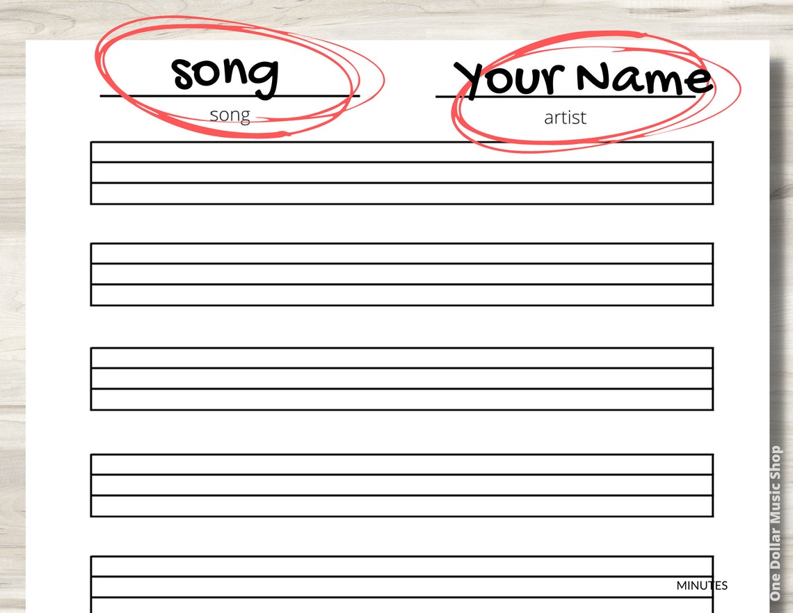 Large Print Bass Tab Sheet: Musician Printable (instant Download) - Etsy