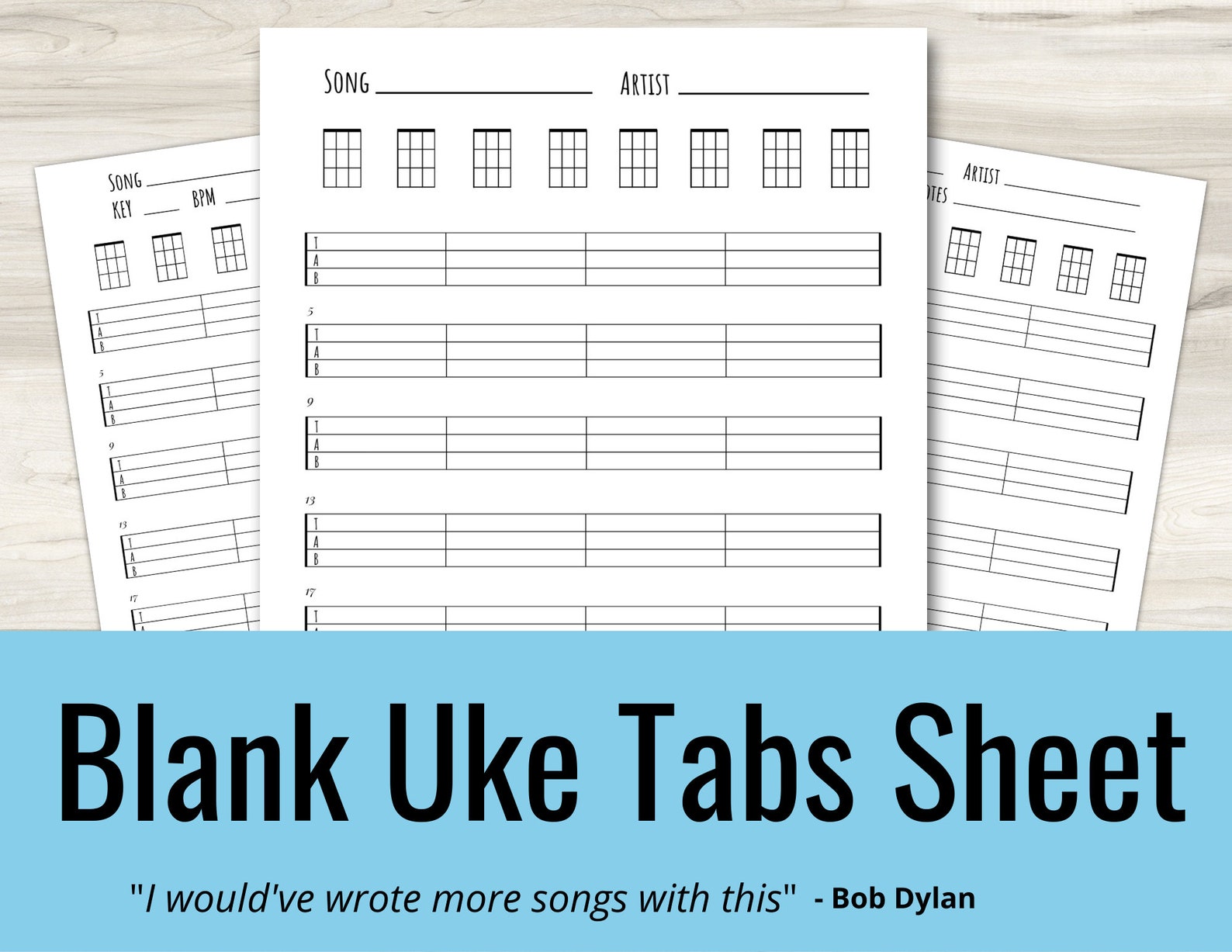 Ukulele Blank Tabs & Chords Chart instant Download Blank Sheet Music ...
