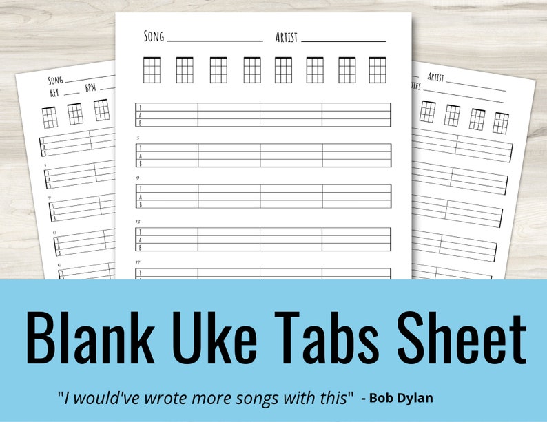 Ukulele Blank Tabs & Chords Chart: Minimalist Sheet Music (digital ...