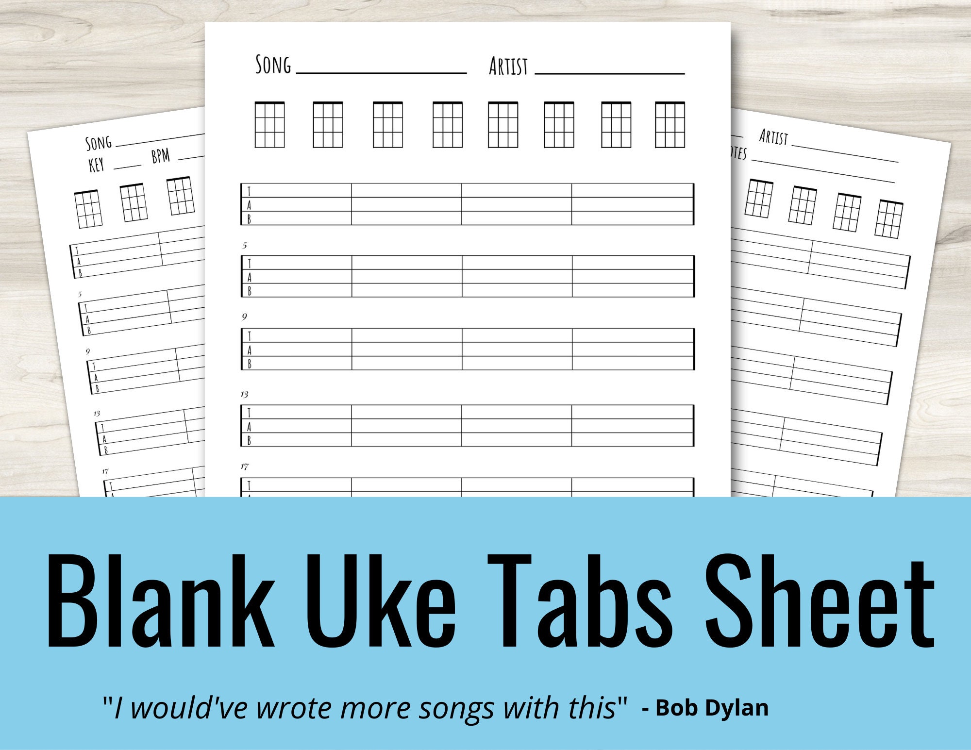 Ukulele Blank Tabs & Chords Chart Instant Download Blank Sheet - Etsy UK