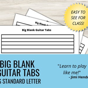 Big Blank Guitar Tab Sheet (instant Download - Large Print), Guitar ...