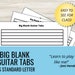 Big Blank Guitar Tab Sheet instant Download Large Print, Guitar Teacher ...