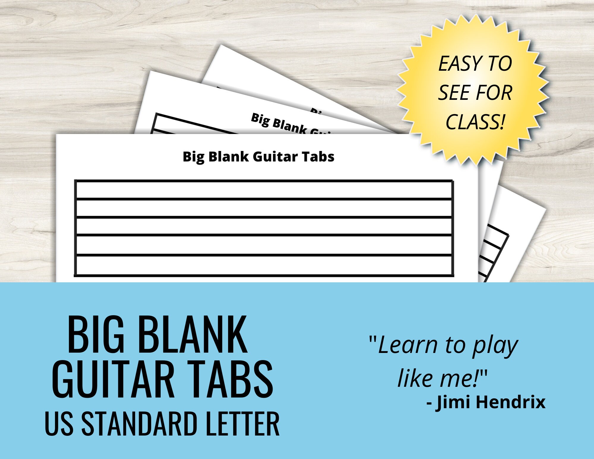 Big Blank Guitar Tab Sheet (instant Download - Large Print), Guitar ...