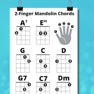 2 Finger Beginner Mandolin Chords Sheet, Great for Beginners (1 Page ...