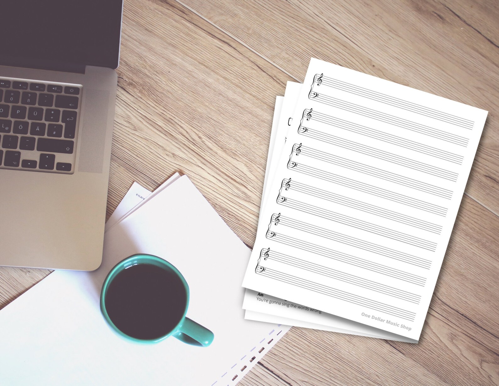 Big Blank Music Notation Sheet, Printable Staff Paper, Treble and Bass ...