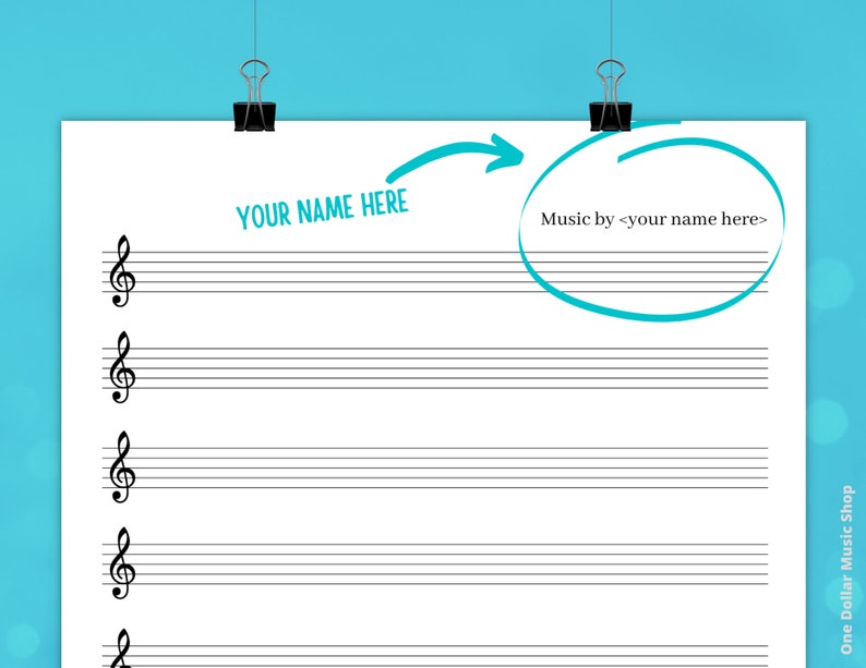 Personalized Music Sheet, Blank Sheet Music, Staff Paper (instant ...