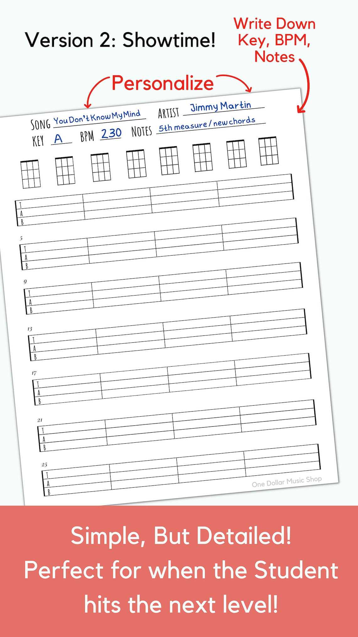 Mandolin Tabs & Chords Chart: Blank Sheet Music (printable PDF) - Etsy