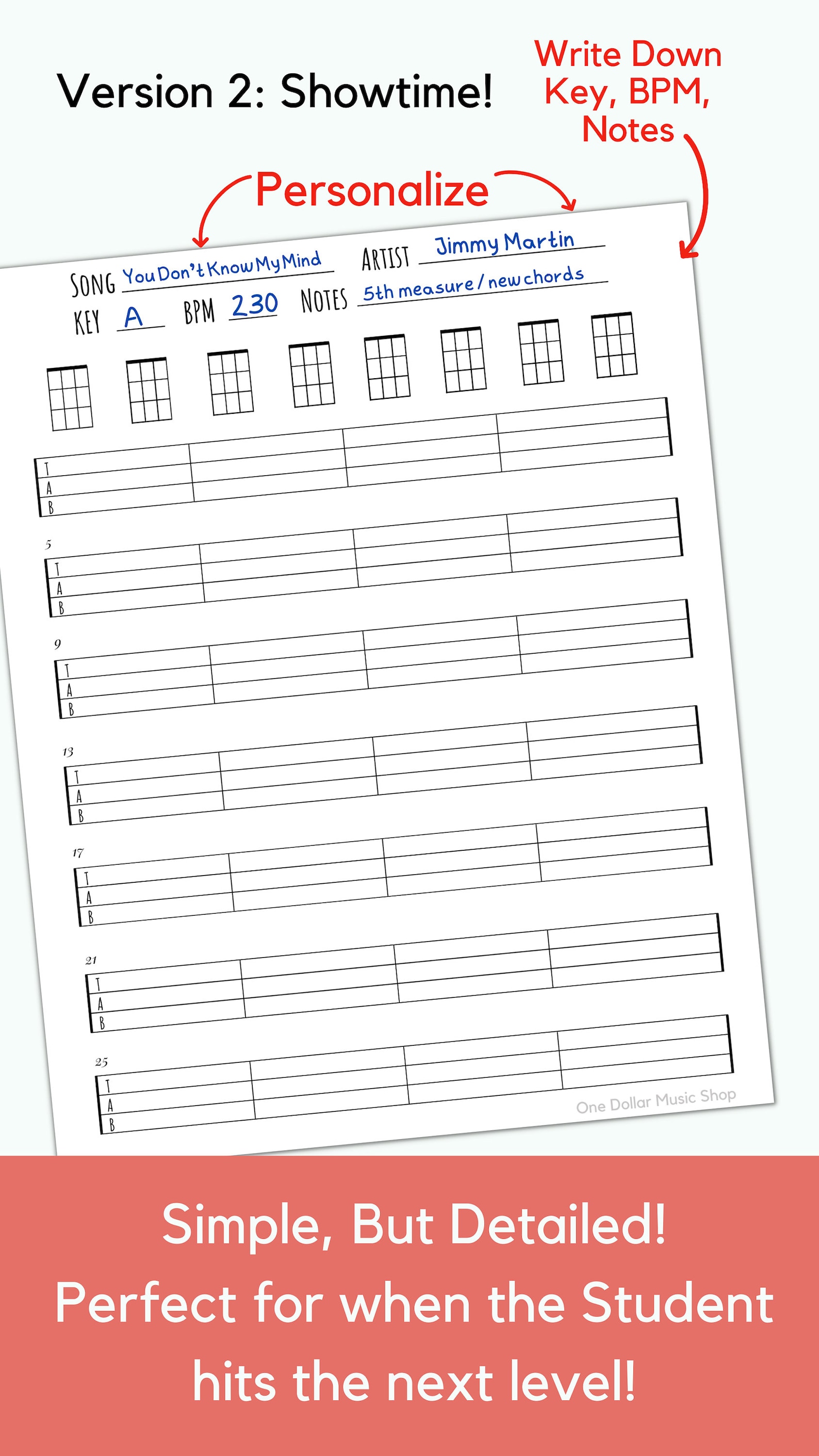 Mandolin Tabs & Chords Chart: Blank Sheet Music (printable PDF) - Etsy