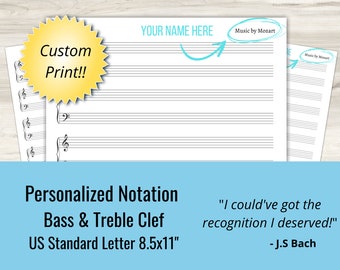 Big Blank Music Notation Sheet Printable Staff Paper Treble | Etsy