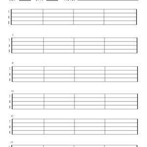 Banjo Blank Tabs and Chords Instant Printable Download (instant ...