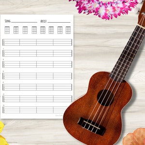 Ukulele Blank Tabs & Chords Chart (instant Download) Blank Sheet Music ...